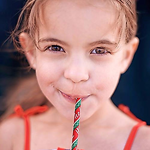 250 Pieces Christmas Paper Straws, 10 Patterns Disposable Mixed Stripe Holiday Paper Straws for Christmas Party Favors