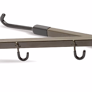 HME Durable Secure Convenient Portable Folding Tree Stand Bow Hanger w/Two Accessory Hooks - Extends to 20", Folds to 10", Olive