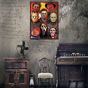 Bysincy 5D Diamond Painting Kits for Adults Halloween Diamond Arts Horror Diamond Painting DIY Full Round Drill for Home Wall Decor and Adults Kids Holiday Gift