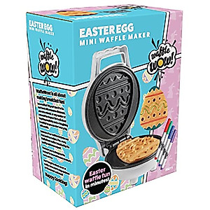 Mini Easter Egg Waffle Maker- Make Holiday Special w Cute Waffler Iron- Ready to Decorate Set Includes 4 Edible Food Markers w Recipe Guide - Fun Easter Basket Stuffer, Egg Hunt Surprise Gift for Kids