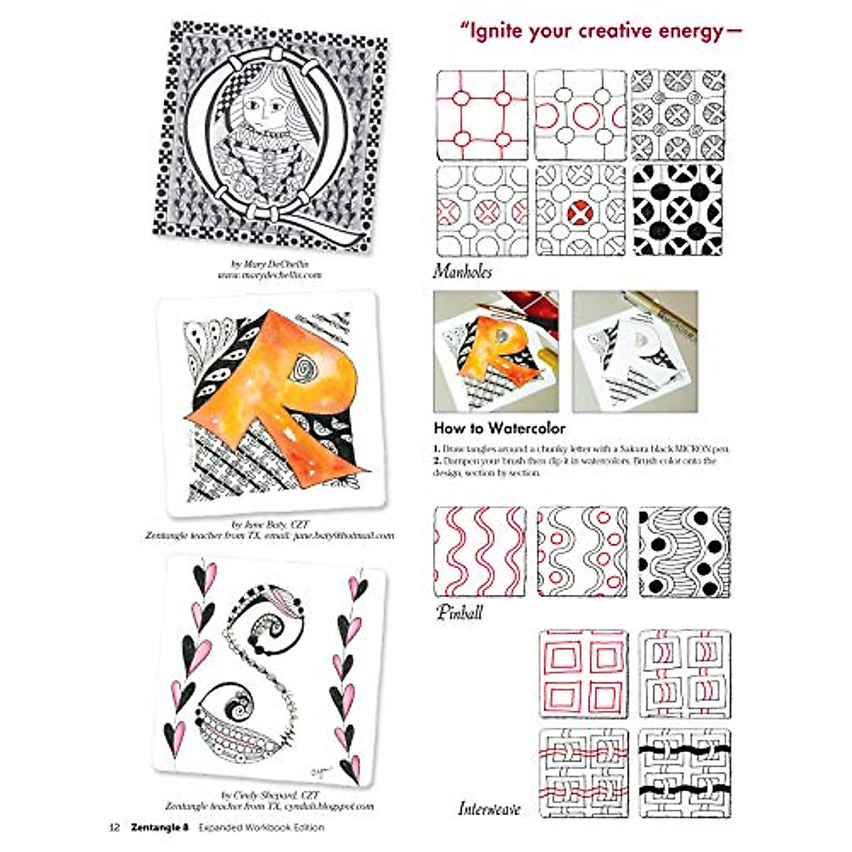 Zentangle 8, Expanded Workbook Edition: Monograms, Alphabets, and 40 All-New Tangles (Design Originals) How to Embellish Letters, Monograms, Cards, Stationery, Gifts, and More with Beautiful Designs