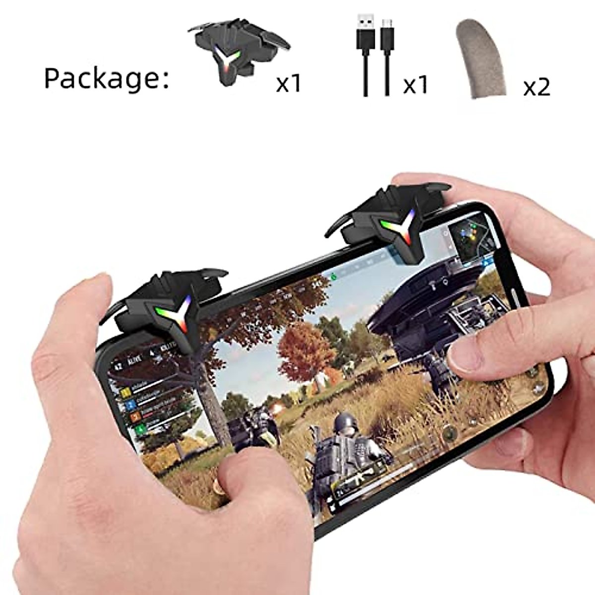 Mobile Gaming Trigger, Physically Mapped Automatic Continuous Click Game Trigger, PUBG Mobile Controller, RGB Light Alloy Button Zero Latency, for PUBG/Fortnite/COD/NEW STATE Mobile Game