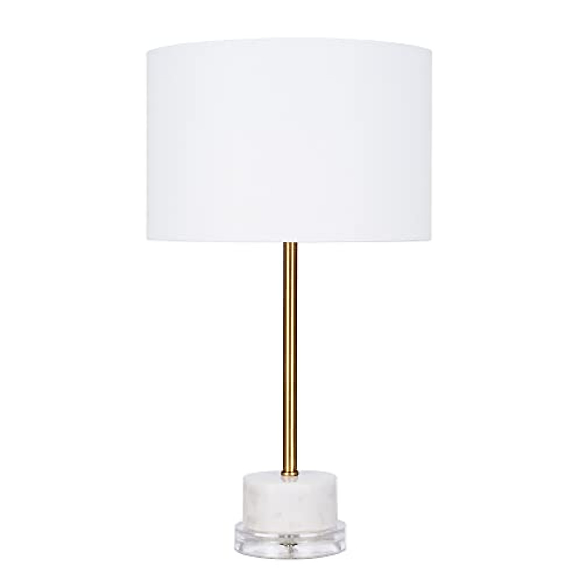 Catalina 23106-001 Modern Marble-Finish Ceramic Table Lamp with White Linen Shade, 19", Antique Brass
