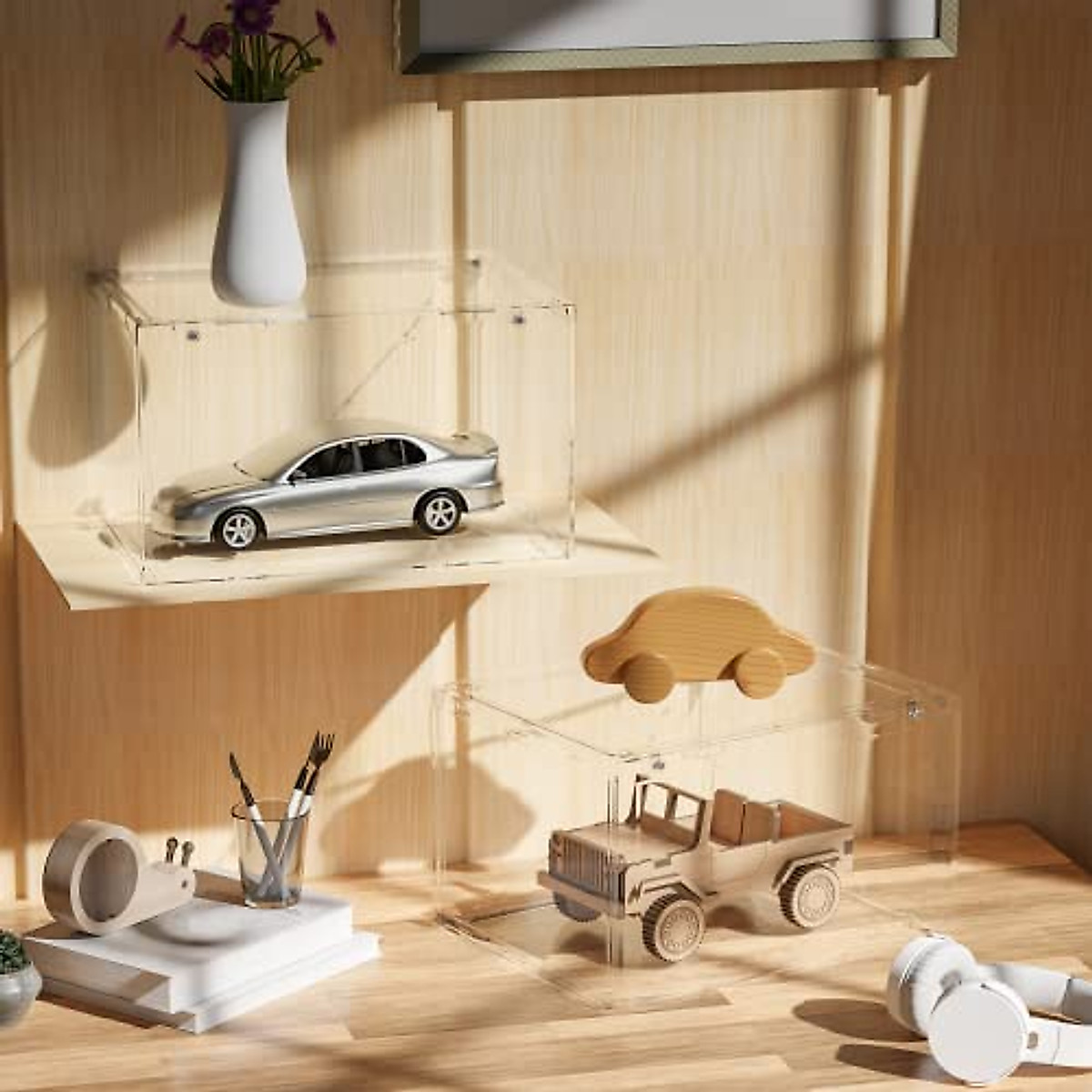 STAHMFOVER Clear Shoe Box, Set of 9 Stackable Plastic Sneaker Box Container, Magnetic Side Open Shoe Organizer and Shoes Storage Case, Full Transparent to Display Sneakers