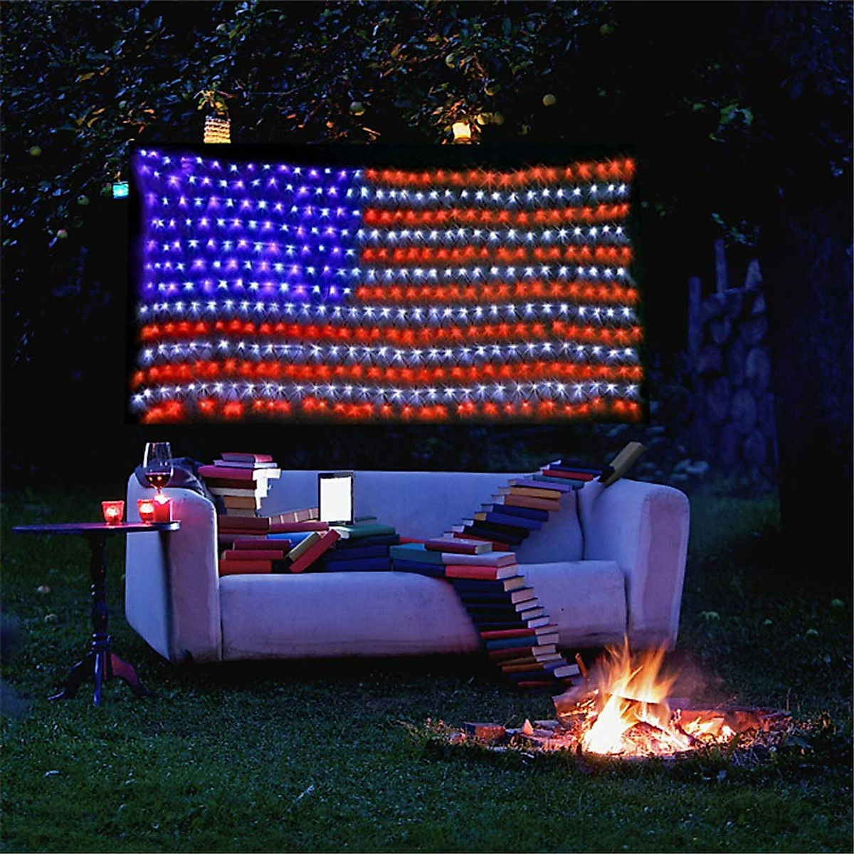 Twinkle Star American Flag Patriotic Lights (Super Larger & Safer), Outdoor Lighted USA Light String Waterproof Hanging Ornaments for Independence Day, July 4th, National Memorial Day