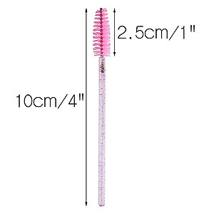 GCQQ 50PCS Mascara Wands,Crystal Pink Mascara Brushes, Disposable Eyelash Eyebrow Spoolies, Lash Brush for Makeup Eyelash Extensions, Eyebrow Spoolie for Lash Extension(Pink)