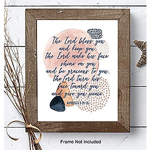 May the Lord Bless You and Keep You - Positive Inspirational Uplifting Religious Bible Study Wall Decor - Motivational Quote Scripture Verse Wall Art - Christian Encouragement Gifts - Aaronic Blessing