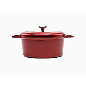 Misen 7QT Dutch Oven Traditional - Premium Enamel Coating - Dual & Wide Handles - Durable, Large Base & Induction Safe Cookware - Classic Kitchen Essentials for Everyday Cooking - Red