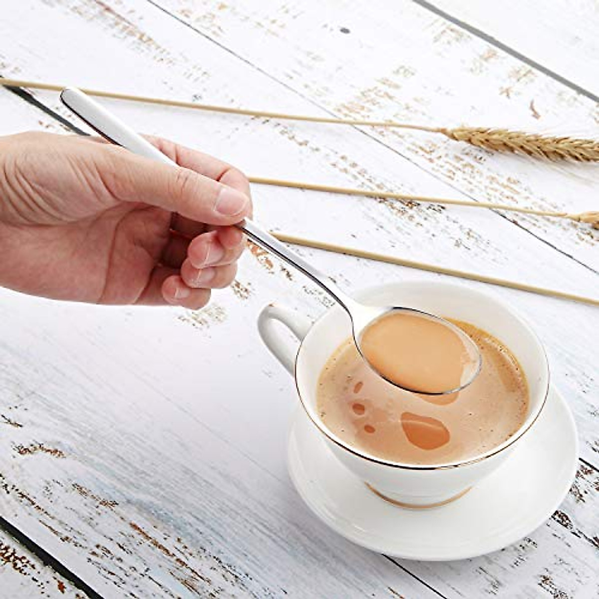 Spoons, Korean Soup Spoons,Stainless Steel Spoon with long Handle Set of 8