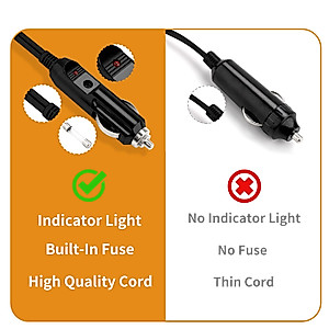 Aotto 12V 24V 110V 3-in-1 Portable Oven Food Warmer Vehicle Plug Power Cable, 12V 24V Cigarette Lighter Power Supply Cable, DC 5.5 x 2.1mm Car Charger Connector Cord, Black