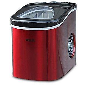 RCA RIC117-SSRED Stainless Steel Ice Maker Medium Red S/S
