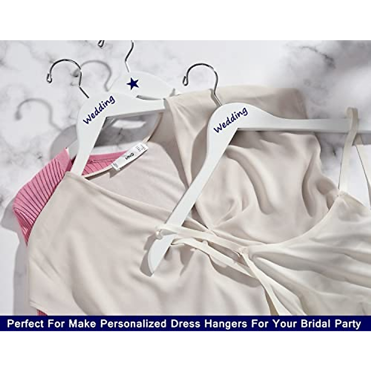 Amber Home Smooth White Finish Solid Wood Shirt Dress Hangers 24 Pack, Sturdy Wooden Coat Hangers with Precisely Notches, Clothes Hangers for Jacket, Camisole, Bridal (White, 24)