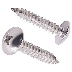 #6 x 1/4 (100 pcs) Truss Head Wood Screws, Self Tapping Screws, 304 Stainless Steel 18/8, Mushroom Head, JISB1122T