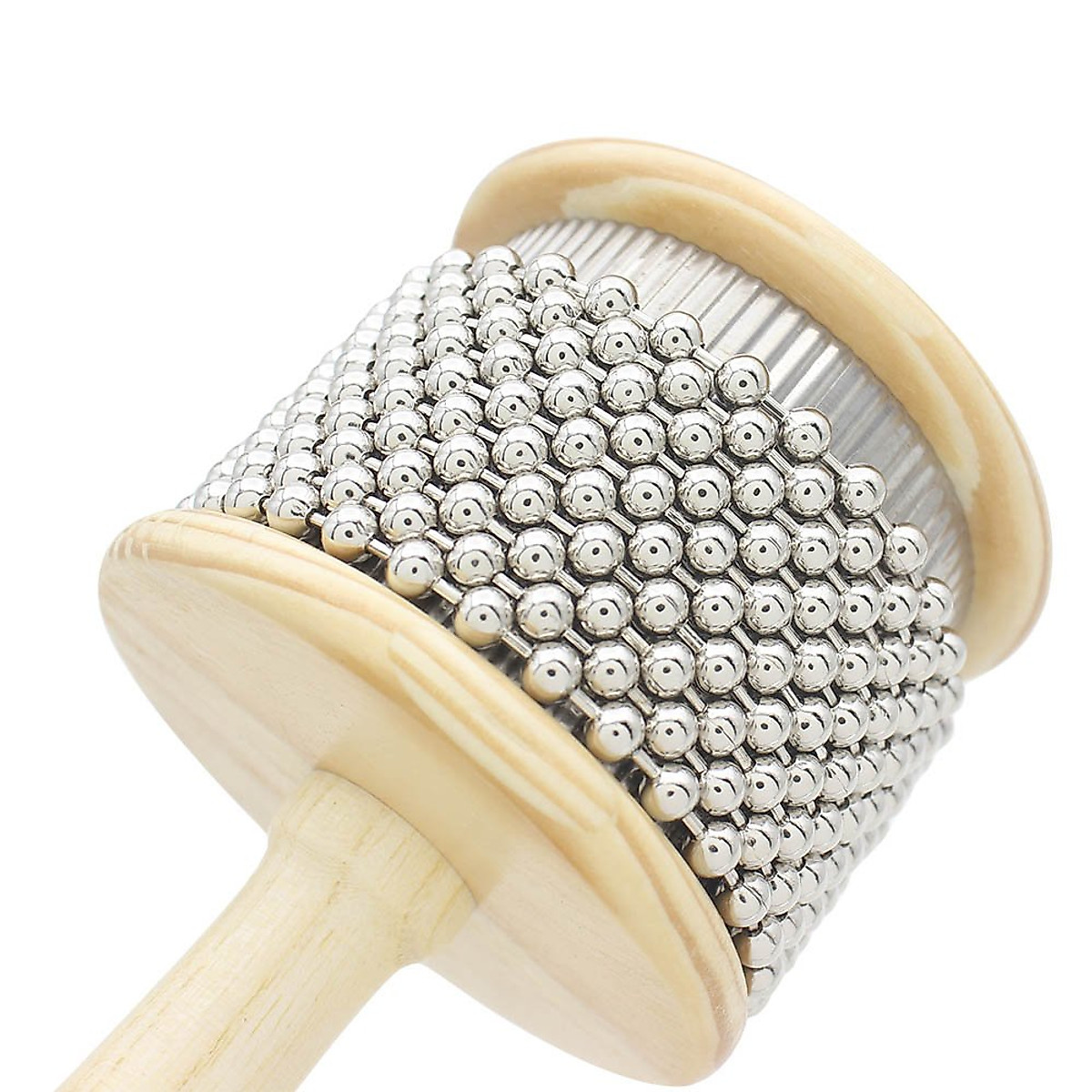 Mowind Wooden Cabasa Hand Shaker Percussion Instrument with Metal Beads for Classroom Band 3.4" Size