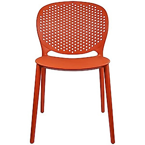 2xhome Modern Pool Patio Chair, Stackable Dining Side Chair for Indoor Outdoor Kitchen Living Room Restaurant, Orange, Single, Set of 1