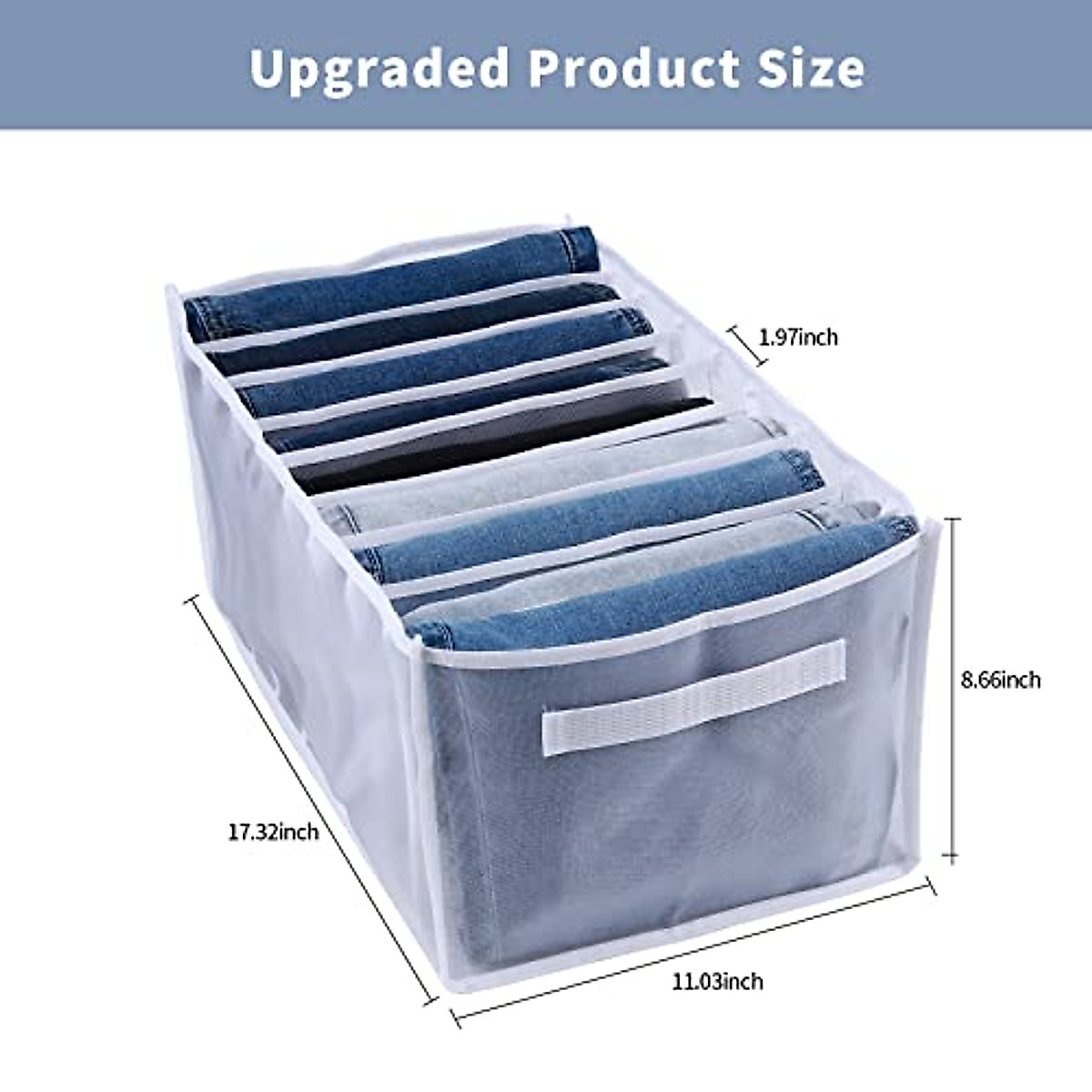 2PCS Wardrobe Clothes Organizer, LIVESO 9 Grids Visible Closet Organizer For Folded Clothing, Washable Clothes Drawer Organizer for Jeans, Sweaters,T-shirts,Pants,Legging,Kid Clothes