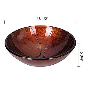 Aquaterior Modern Bathroom Round Artistic Tempered Glass Vessel Vanity Sink Bowl Basin Spa (FAUCET NOT INCLUDED)