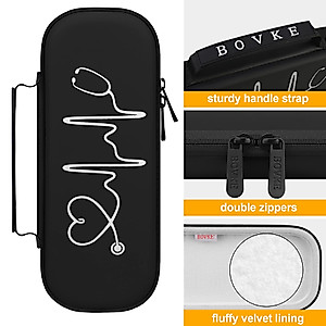 BOVKE Stethoscope Case, Lightweight Slim Stethoscope Holder Compatible with 3M Littmann Classic III, Lightweight II S.E, Littmann Cardiology IV, MDF Acoustica Deluxe Stethoscopes, Black
