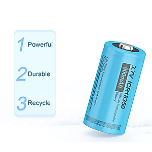 18350 3.7V 900mAh Rechargeable Battery with Button top Battery 2 Pack