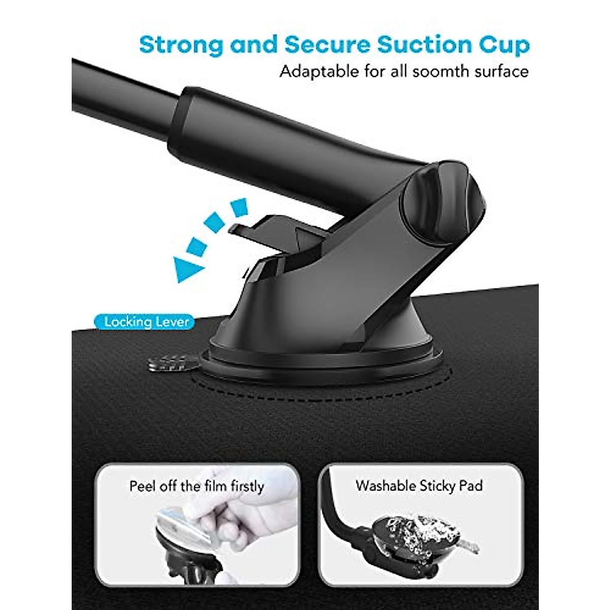 OQTIQ Replacement Suction Cup Mount Part, with Replacement Dashboard Pad Disc, 17.2mm Ball Joint Suction Cup with Adhesive Mounting Disk for Phone Mount Holder, Magnetic Mount, Windshield/GPS