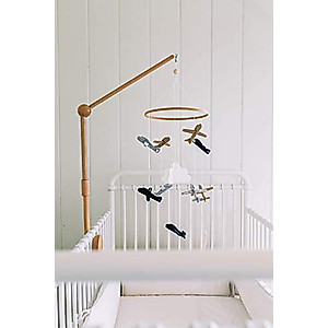 Sorrel + Fern Baby Crib Mobile (Airplanes in The Clouds) - Nursery Decoration Ceiling Mobile and Baby Shower for Boys & Girls - Grey and White