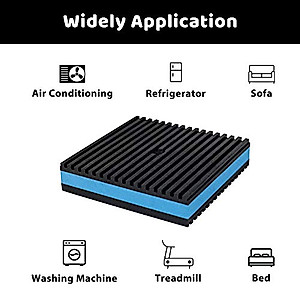 BJADE'S 4 Pack Anti-Vibration Isolation Rubber Pads with 3/8'' Pre-drill hole,4 x 4 x 7/8 inch Mechanical Vibration Damping Pads for HVAC,Air Compressor,Air Conditioner,Washer and Dryer