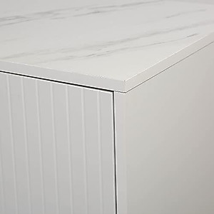 XD Designs Modern Luxury 60'' Large Storage Cabinet with Gold Metal Handles & Legs, Kitchen Buffet Cabinet Console Entryway Table with Adjustable Shelves for Living Room Kitchen (White-F)