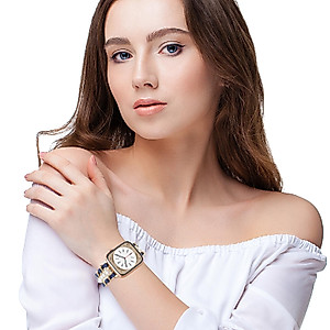 REALSIGN Pearl Beaded Bracelet Compatible with Apple Watch Band 42/44/45/46/49mm,Stylish Wristband Metal Cuban Chain Denim Cloth Cute Strap for iWatch Series 10 9 8 7 6 5 4 3 2 1 SE Ultra Women(42/44/45MM,Gold+Denim Blue)