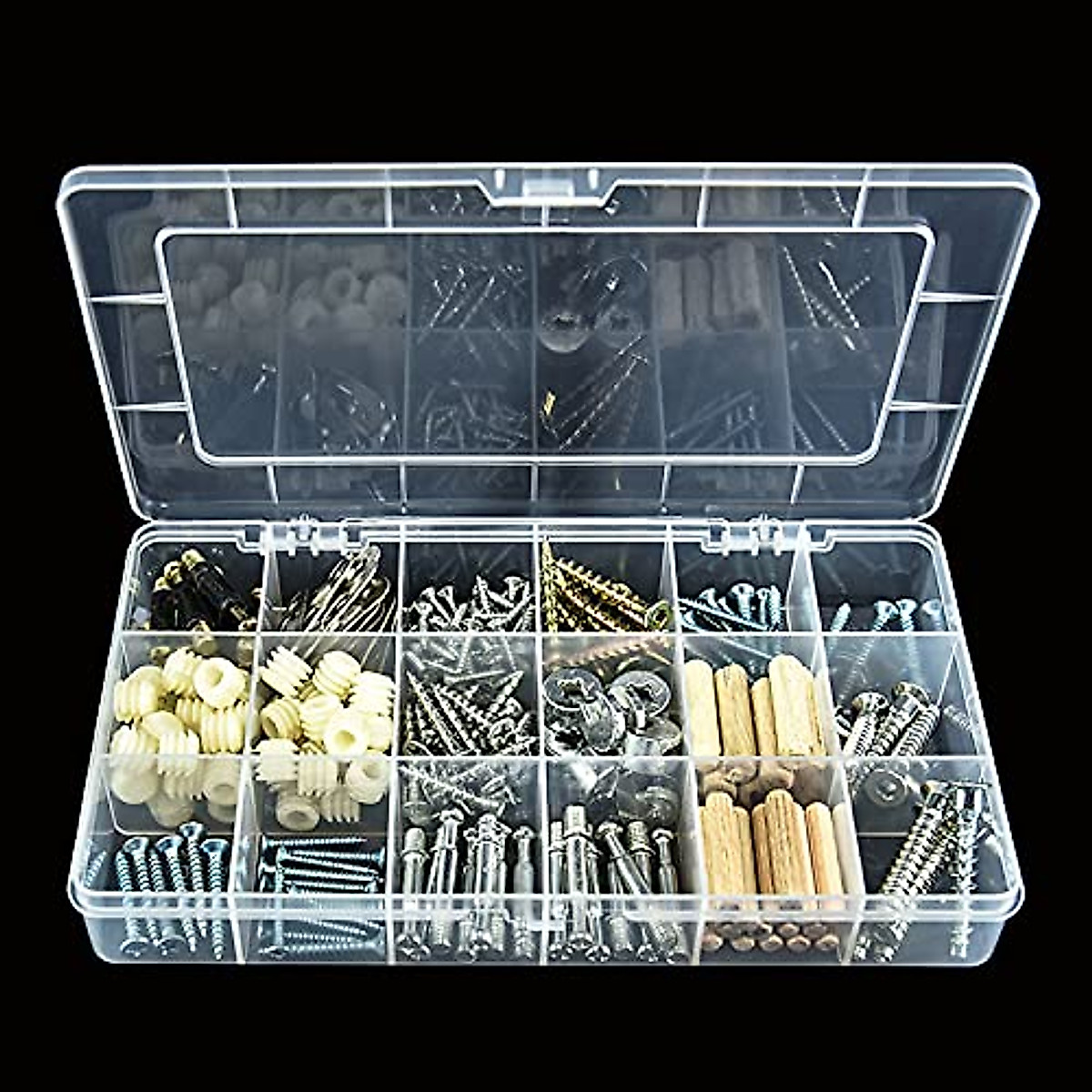Floss Organizer Storage Box With 18 Compartments & 100 Bobbins, Clear, 10.5"