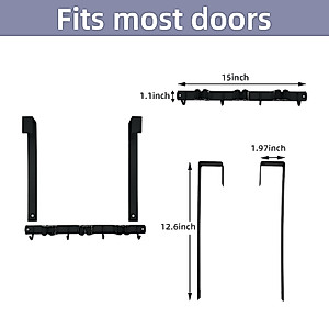 Over the Door Broom and Mop Holder，Drilling Free Mop and Broom Holder Wall Mount with 2 Over Door Hooks，Metal Mop and Broom Holder for Laundry Room, Garage, Kitchen, Closet, Bathroom