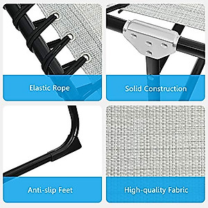 GYMAX Adjustable Chaise Lounge, Folding Lightweight Patio Recliner with Removable Pillow, Poolside Beach Sunbathing Chair for Outdoor/Indoor (Grey)