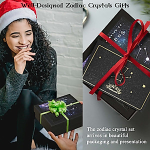 Aquarius Crystals and Healing Stones Set, 14pcs Zodiac Aquarius Gifts for Women Birthstone Charms, Chakra Gemstones Real Crystals Set for Spiritual Astrology Decor Horoscope Birthday Gift Kit