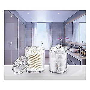 DS. DISTINCTIVE STYLE Bathroom Organizer Cotton Ball Holder Clear Canisters Acrylic Apothecary Jars with Lids (10oz&10oz)