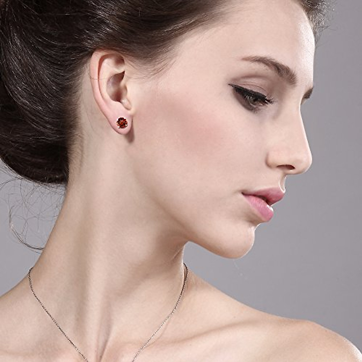 Gem Stone King 925 Sterling Silver Red Garnet Stud Earrings for Women | 2.00 Cttw | Gemstone Birthstone Jewelry Gift | Round 6MM