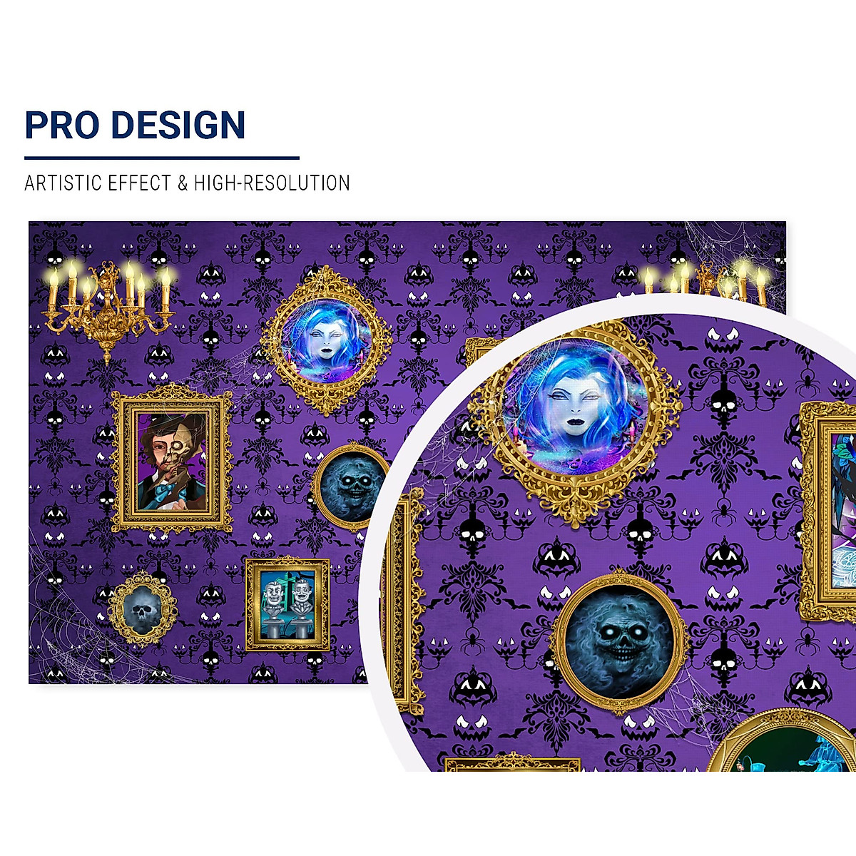 Allenjoy Halloween Purple Haunted House Photo Frame Backdrop for Magic Wall Spooky Ghost Spider Web Baby Shower Birthday Costume Party Supplies Decoration Banner Photo Booth Props Background