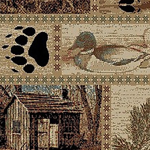 Rustic Lodge Forest Cabin 8x10 Area Rug, 7'10x9'10