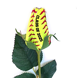 Softball Rose with Graduation Year - Handmade with Authentic Premium Softball Covers - Original Sports Roses Design