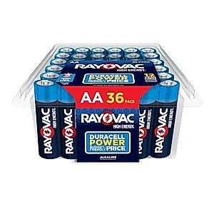 Rayovac Alkaline AA Batteries, 815-36PPF, 36-Pack with Recloseable Lid