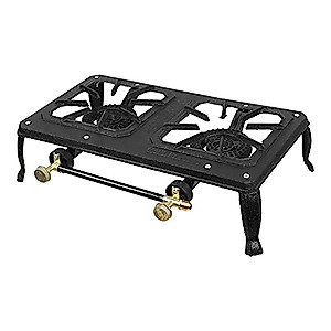 Propane Burner,Gas Burners for Cooking Outdoor,Gas Stove Burner, Camping Stove Propane Portable,Propane Grill Camping Iron Cast, 2 Burners Patio Yard Camping BBQ Cooking