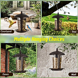 Tyndall Space Time Wild Bird Feeder for Outside, with Double Layer Squirrel Proof Large Hanging Metal Bird Feeders, Garden Yard Outdoors Decoration, 3Lbs Bird Seed Capacity