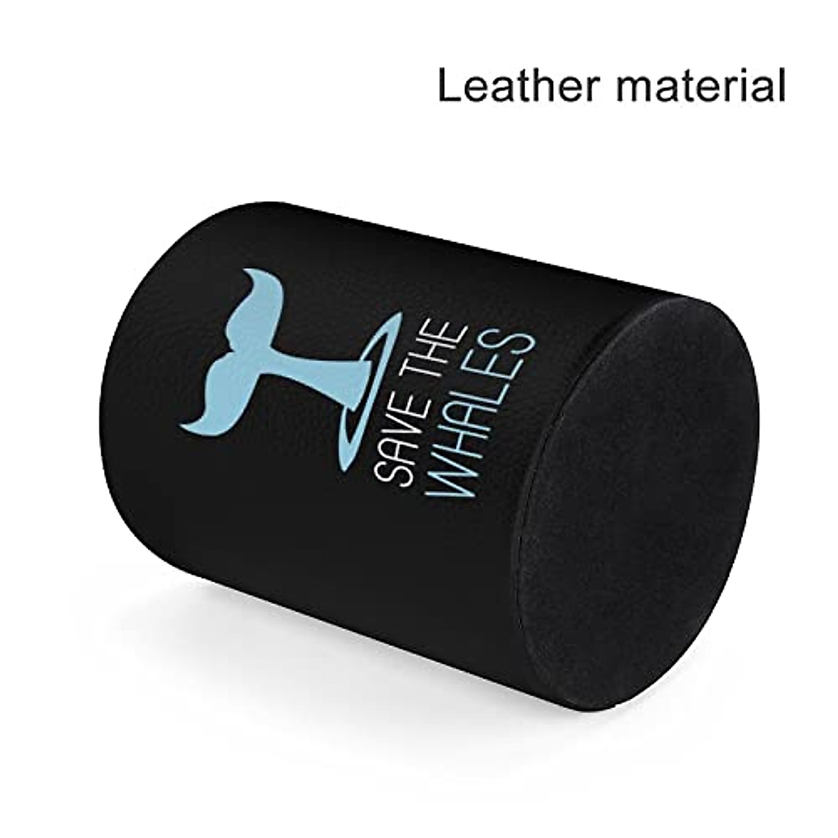 Save The Whales Round PU Leather Pen Holder Desk Organizer Storage Container Pencil Container Brush Scissor Box