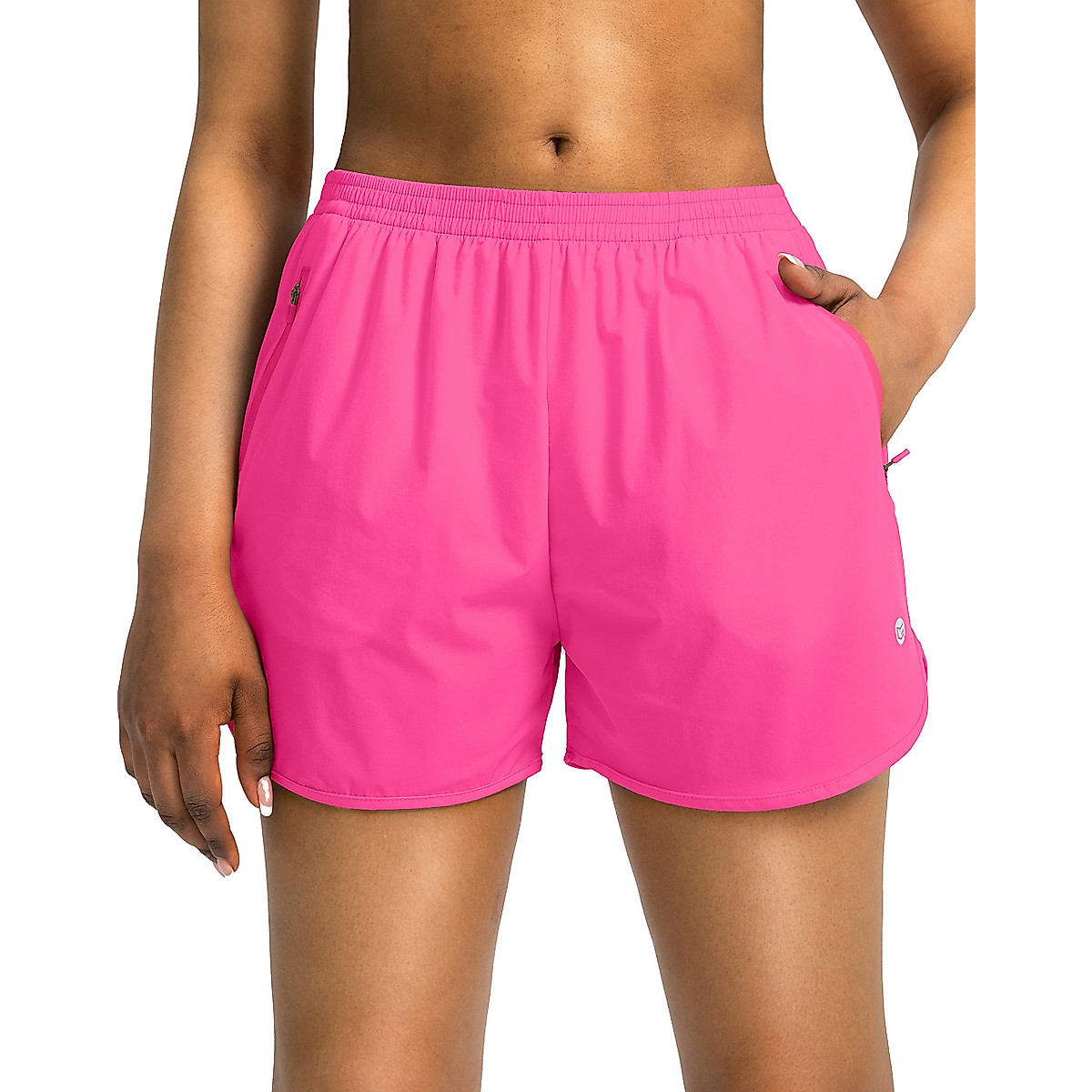 G Gradual Women's Running Shorts with Zipper Pockets Quick Dry Athletic Workout Gym 3" Short Shorts for Women with Comfy Liner (Rose, Large)