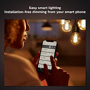 Philips Hue White Filament Globe G25 LED Smart Vintage Bulb, Bluetooth & Hub Compatible (Hue Hub Optional), Voice Activated with Alexa