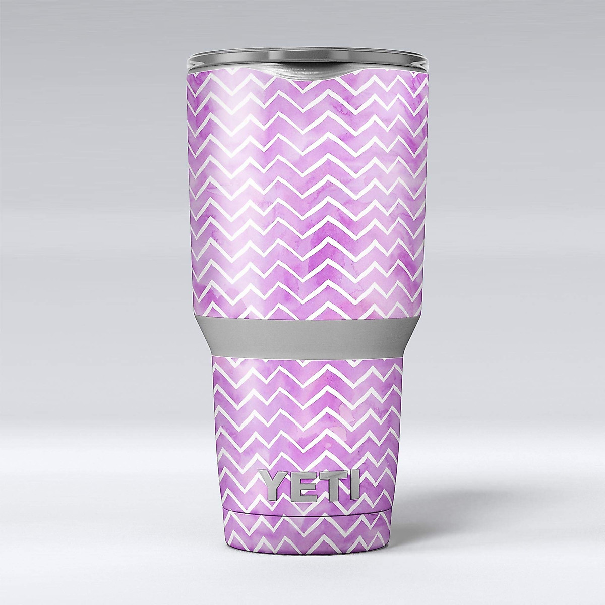 Design Skinz White Chevron Over Purple Grunge Surface - Skin Decal Vinyl Wrap Kit Compatible with The Yeti Rambler Cooler Tumbler Cups