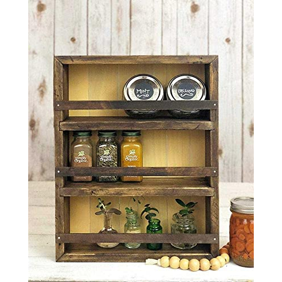 Mansfield Cabinet No. 104 - Solid Wood Spice Rack Cabinet Antique White/Castle Grey