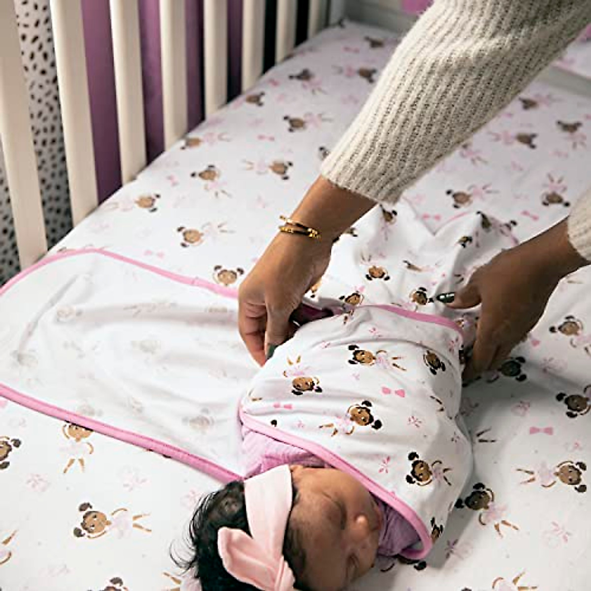 Little Muffincakes Baby Swaddle 100% Cotton, Ballerina Theme (Zhara) for Newborn - 3 Months