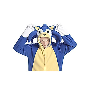 Oiziuzio Adult Animal Onesies Unisex Holloween Costume Hedgedog Pajamas for Women Men Blue L