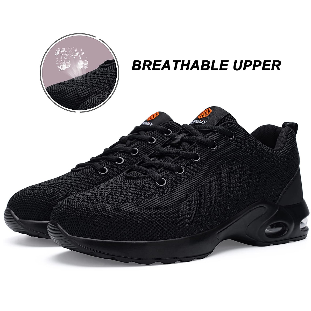 FENLERN Steel Toe Shoes for Women Lightweight Safety Shoes Comfortable Work Shoes Ladies Steel Toe Sneakers Non Slip Work Shoe Arch Support Breathable Cushioning (5,Black)