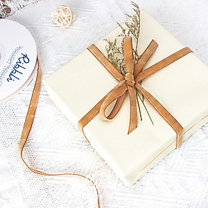 Ribbli Polyester Khaki Velvet Ribbon,3/8 Inches Continuous10-Yard Spool,Christmas Ribbon for Gift Wrapping,Floral Bouquets, Home Decor