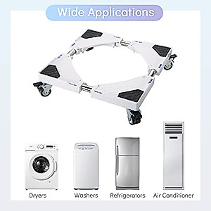 AMGSH Adjustable Mini Fridge Stand | Movable Washing Machine Base Stand Furniture Dolly Roller Base, Small Furniture Mover Mobile Base for Washing Machine, Dryer and Refrigerator (8 Wheels)